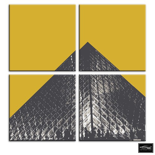 Louvre Pyramid Stencil Paris City BOX FRAMED CANVAS ART Picture HDR ...