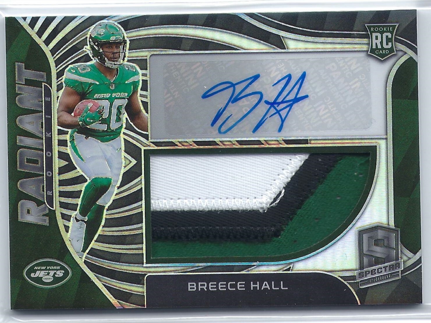 Breece Hall 2022 Spectra #RAD-BHA Radiant Rookie Patch Signatures /99 ...