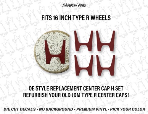 Center Cap 41mm H LOGO Rim Decals Stickers for 95-01 JDM Honda Integra ...