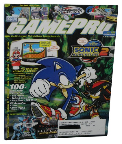 GamePro July 2001 Magazine Book #154 w/ Floigan Bros. Poster - (Sonic ...