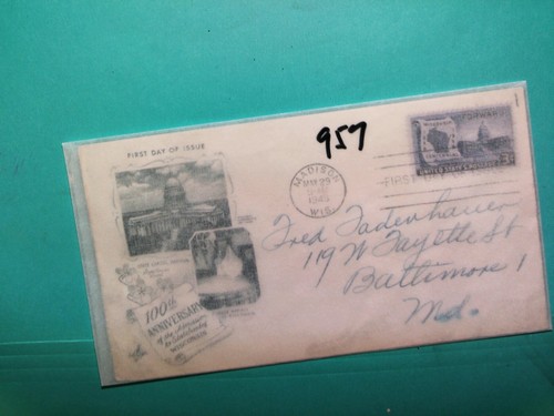 U. S. Stamp FDC 957 - Wisconsin Statehood - ArtCraft cachet | eBay