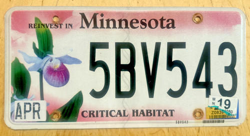 MINNESOTA CRITICAL HABITAT GRAPHIC FLOWER LICENSE PLATE " 5 BV 543 " MN ...