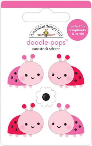 Doodlebug Stickers Doodle-Pop 3D Hug Bugs Ladybugs Happy Faces Red Pink ...