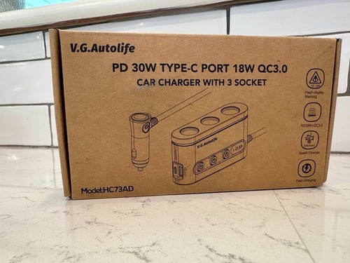 3 Way Charger Power Adapter Dual USB Port Car Cigarette Lighter Socket ...