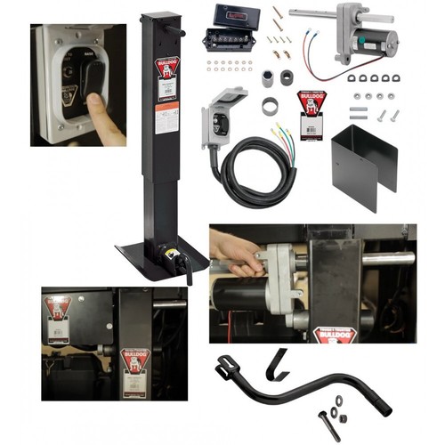 Bulldog Single 12K Trailer Jack Electric Motor Spring Return w Side ...