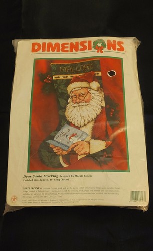 Dimensions Needlepoint Christmas Stocking Kit 9107 Dear Santa Rosche ...