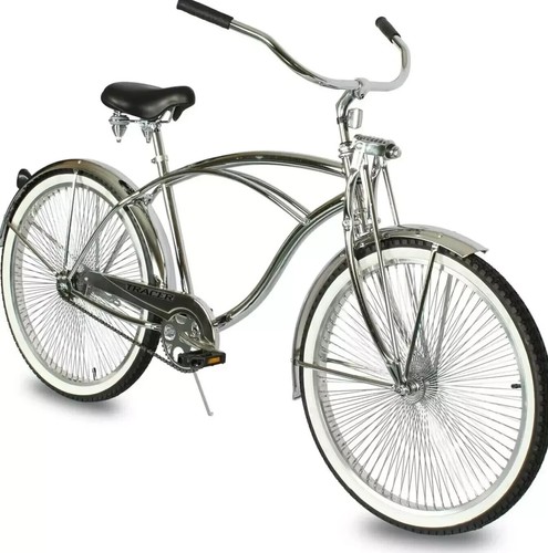 26" Chrome Beach Cruiser Bike Single Speed Moon Handlebars Springer ...
