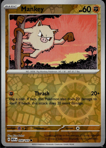 Mankey 056/165 Reverse Holo English MEW EN 151 Pokémon Card NM | eBay