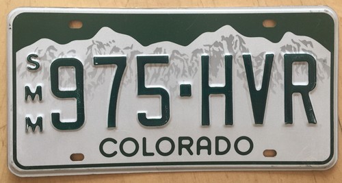 COLORADO S M M SPECIAL MOBILE MACHINERY LICENSE PLATE " 975 HVR " RARE ...