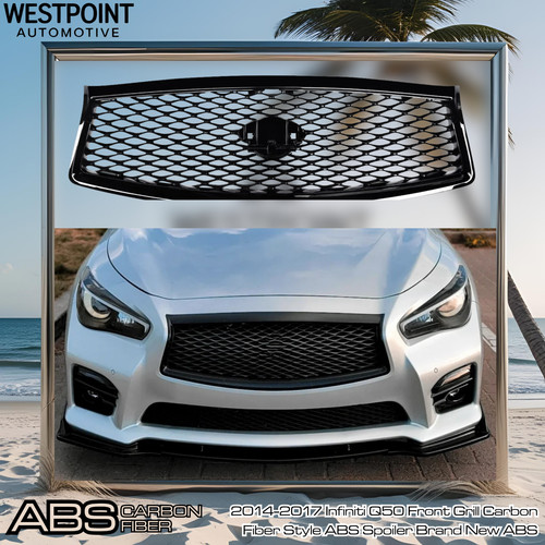2014-2017 Infiniti Q50 Front Grill Carbon Fiber Style ABS Spoiler Brand ...