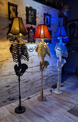 Life-Size Gothic Skeleton Floor Lamp | Anatomical Bone Décor with ...