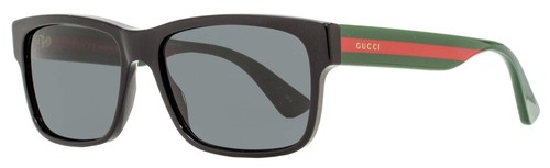 Gucci Rectangular Sunglasses GG0340S 006 Black/Green/Red 58mm 340 ...