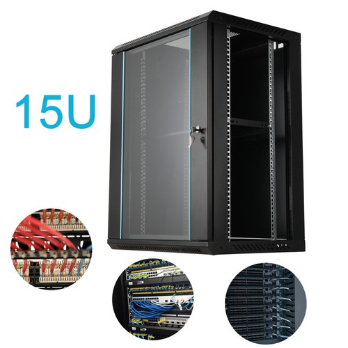 15U Network Server Data Cabinet | Wall Mount | Glass Locking Door | 15 ...