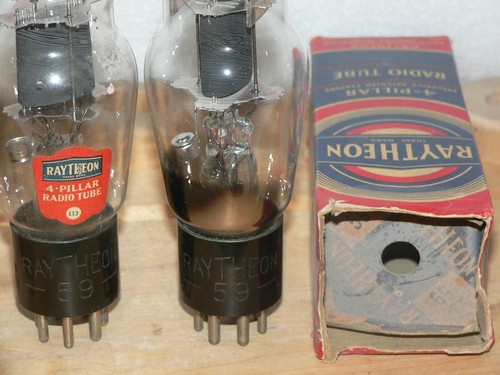 2 Raytheon #59 Tubes-USA--TEST GOOD-4 Pillar | eBay