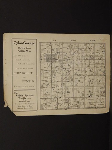 Wisconsin St.Croix County Map Cylon Township 1929 W6#83 | eBay