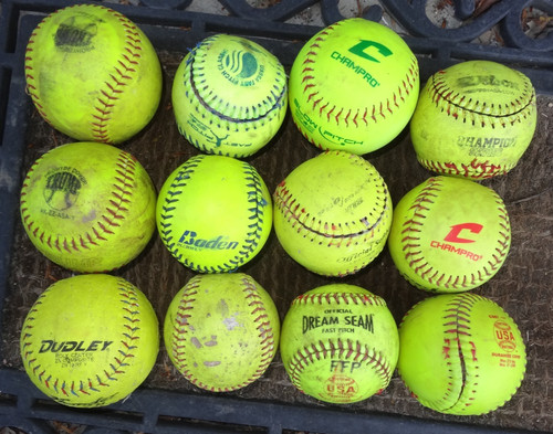 12 Used Softball mixed brands 11-12-in. You get what you see on picture ...