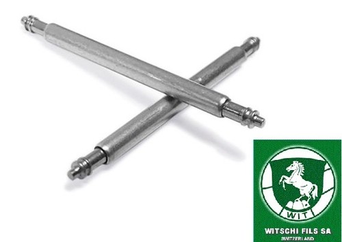 WITSCHI 1.78mm SWISS SS SPRING BARS WATCH STRAP LUGS X PAIR 22mm 11199/ ...