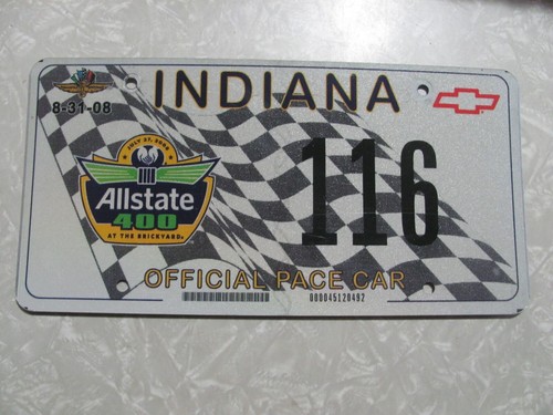 2008 indianapolis BRICKYARD 400 pace car INDIANA LICENSE PLATE FREE ...