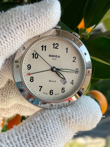 SWIZA 1904 REVEIL TRAVEL DESK WATCH 96.2489 ALARM QUARTZ SIZE 45.5mm ...