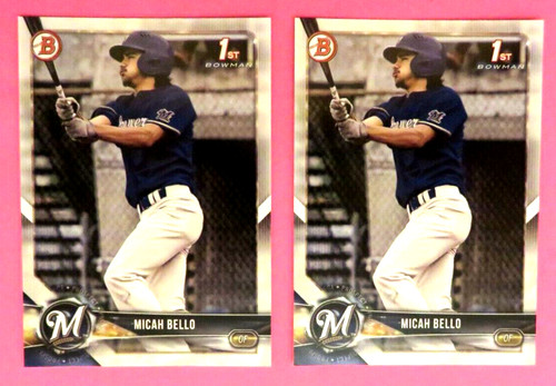 2 - 2018 Bowman 1st card, Milwaukee Brewers - MICAH BELLO | eBay