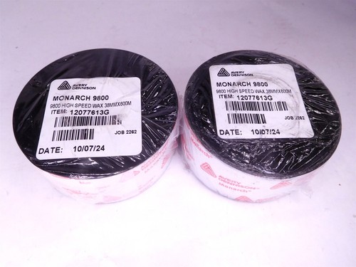 (2) Avery Dennison Monarch 9800 High Speed Wax 12077613G 90mm x 600m ...