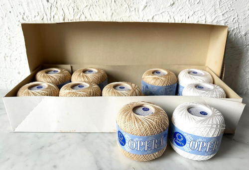Coats Opera Cotton Crochet Thread Size 30 - 1 Box 10 Balls 7 White/3 ...