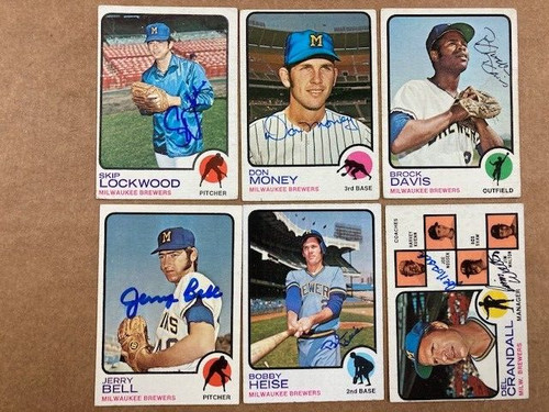 Milwaukee Brewers Signed 1973 Topps Card Lot(6) with COA 7 signatures ...
