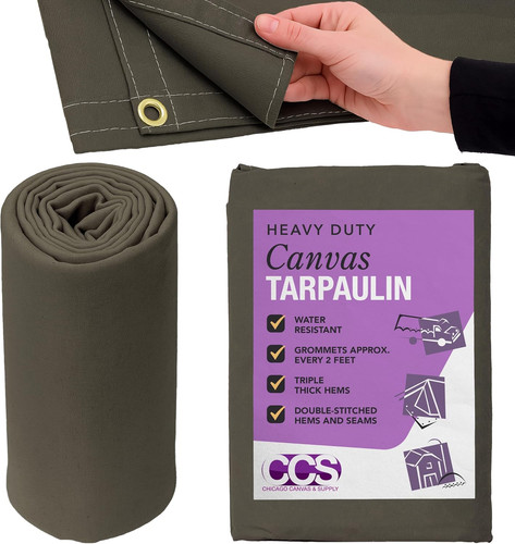 CCS Waterproof Canvas Tarp Cover (21oz) – Heavy Duty Duck Cloth, Waxed ...