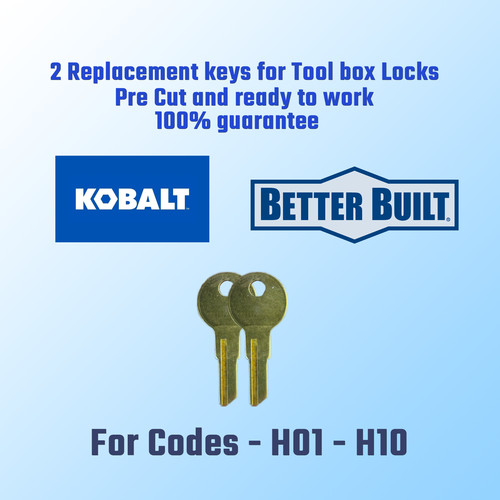 H01-H10. Pair of keys for Better Built, Kobalt Tool box locks. Cut to ...