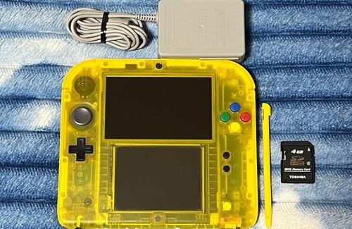 Nintendo 2DS Pikachu Clear Yellow Limited Console Charger Pen Mem Card ...
