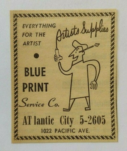 1959 Blue Print Service Co. Artists Supplies Advertisement Atlantic ...