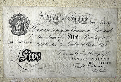 White Five Pound Note in English Banknotes Pre-1952 for sale | eBay