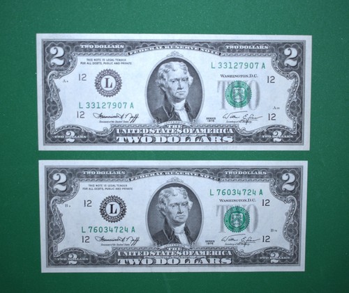 QTY (2) New Crisp 1976 $2 Bicentennial Bills Uncirculated FRN's San ...