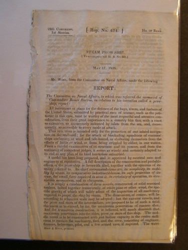 Government Report 1836 Commodore James Barron Invention Called A ...