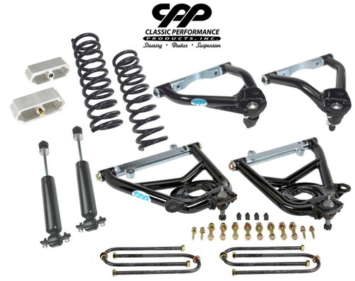 55 56 57 CHEVY 210 BELAIR CPP TUBULAR CONTROL ARMS DROP BLOCKS SPRINGS ...
