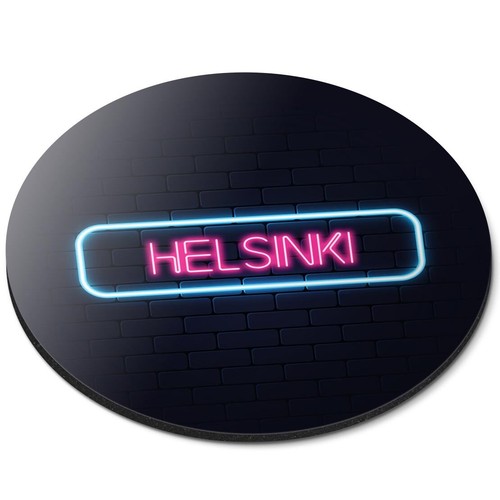 Round Mouse Mat Neon Sign Design Helsinki City Finland #350032 | eBay