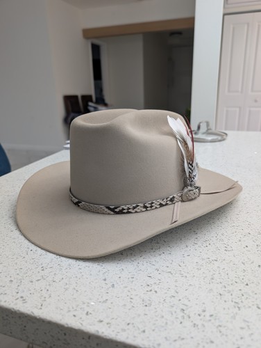 Stetson Range 6X Cowboy Hat Fur Felt Silverbelly 7 1/4" Custom Python ...