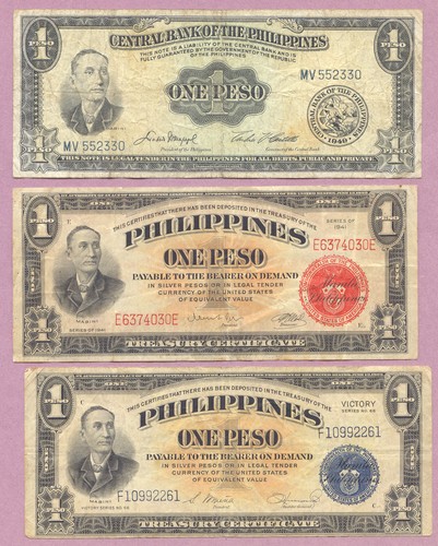 Philippines,3 One Peso Note,1936,Victory Series 66,1949,True Auction,No ...