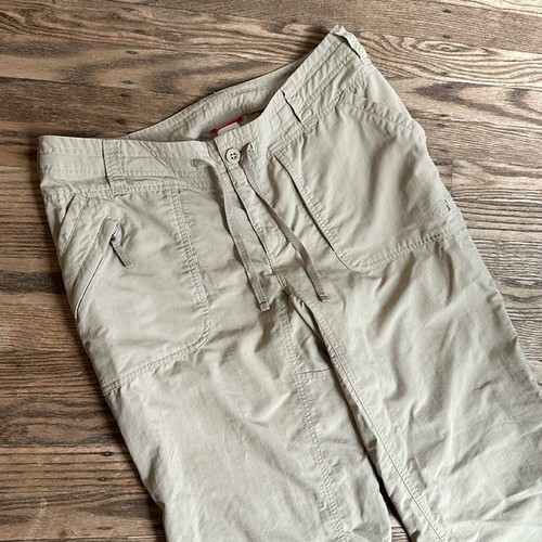 North Face Tech Fabric Hiking Pant Drawstring Waist Stow Pocket Tan ...