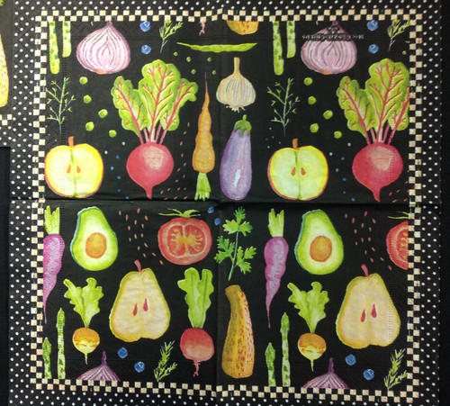 Mackenzie Childs Radish & Root Paper Cocktail Beverage Napkin (1) for ...