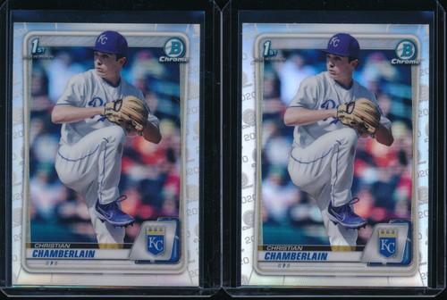 Lot of (2) CHRISTIAN CHAMBERLAIN 1st 2020 Bowman Chrome Draft REFRACTOR ...
