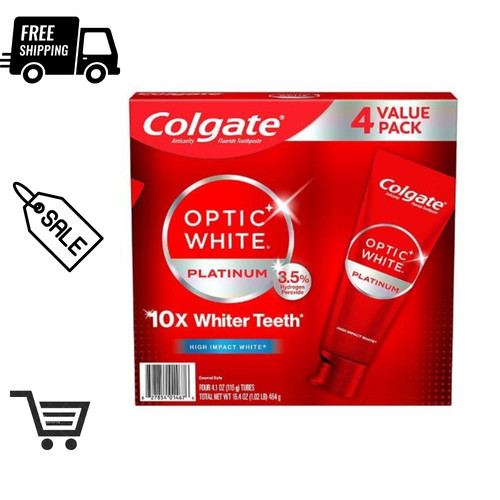 Colgate Optic White Platinum Teeth Whitening Toothpaste 4.1 oz,4-Pack ...