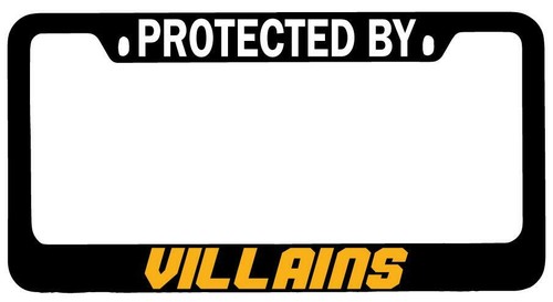 Protected By Villains Black METAL License Plate Frame Auto My Hero ...