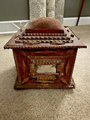 Vintage Antique TRAMP ART WOOD BOX WITH MIRRORS AND VELVET | eBay