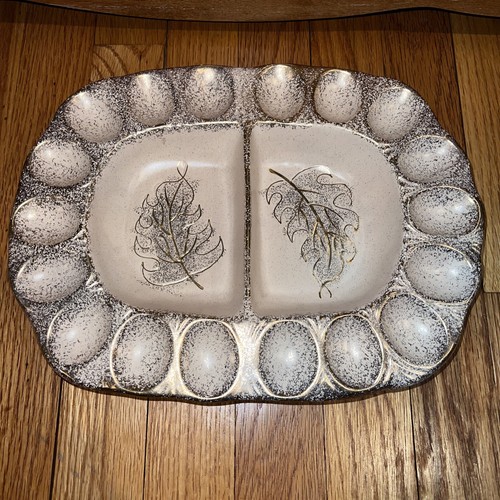 Vintage California Original Pottery USA 784 Fall Leaves cream and gold ...