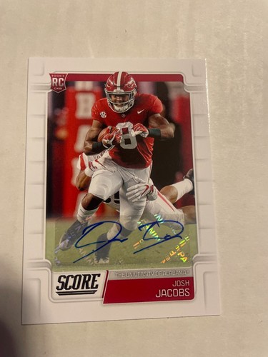 2019 Panini Score Josh Jacobs RC Autographs Bama Raiders Packers #383 ...