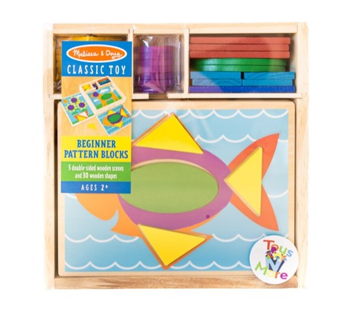 MELISSA & DOUG BEGINNER PATTERN BLOCKS- 5 DOUBLE SIDED SCENES & 30 ...