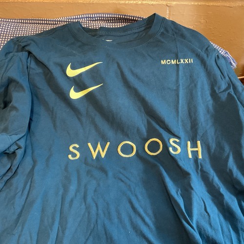 Nike Swoosh MCMLXXII XL T-shirt , Very Good Shape, Blue/Teal Color | eBay