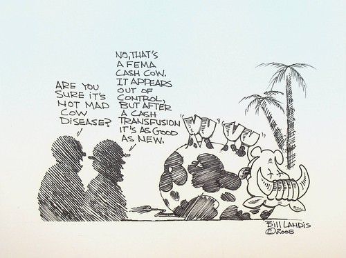 Bill Landis Original Cartoon Art The Villages Daily Sun 2005 FEMA Cash ...