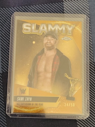 2025 TOPPS CHROME WWE SAMI ZAYN SLAMMY GOLD REFRACTOR CARD 24/50 | eBay